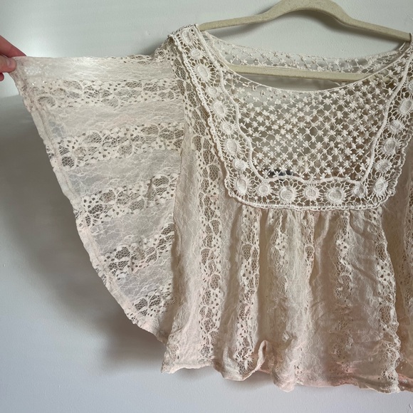 Charlotte Russe | Tops | White Sheer Lace Overlay Top | Poshmark